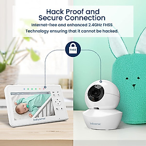 Babysense Baby Monitor, 4.3" Split Screen, Video Baby Monitor with Two Cameras and Audio, Remote PTZ, 960ft Range (Open Space), Adjustable Night Light, Two-Way Audio, Zoom, Night Vision, Lullabies
