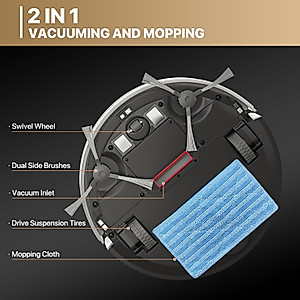 mollie Robot Vacuum Cleaner, Tangle-Free Suction, Auto Self-Charging Robotic Vacuum Cleaner Ideal for Low Carpet Pet Hair Hard Floors, White