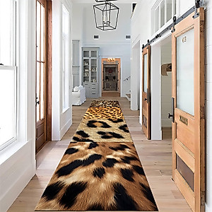 RUGROOM Wildlife Rugs Tiger Spot Iguana Cheetah Print Soft Non-Slip Washable Floor Mat Brown Hallway Rug Hunter Lover Decorations for Living Room Dining Room Hallway Entrance Rugs 2X4ft