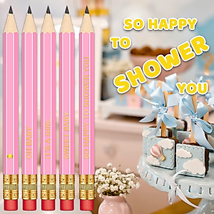 Vusnud 50 Packs - Baby Shower Sharpened Half Pencils with Erasers, Pre-sharpened Pencils for Baby Shower Games, 4 Inches