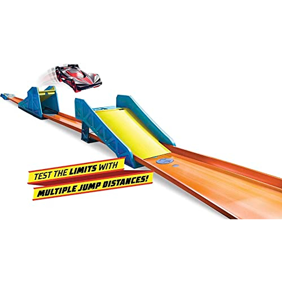 Hot Wheels Track Builder Unlimited Long Jump Pack, Plyset with 13 Component Parts & 1:64 Scale Toy Car