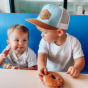 Knuckleheads Little Threads Toddler Boy Outfit/Snap Back/Baseball Hat - Baby Bubba Trucker Cap - Infant Newborn Youth Flat Brim Patch Sun Hat (M 2-5 Years, Bubba Blue)