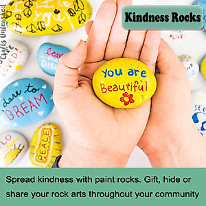 YEAHOME 20PCS Rocks for Painting, 2-3in Natural River Rocks Smooth Unpolished Kindness Stones Kit, Flat Rock for Painting Art & DIY Crafting, School Events, 4th of July Decor, Gift for Kids & Adults