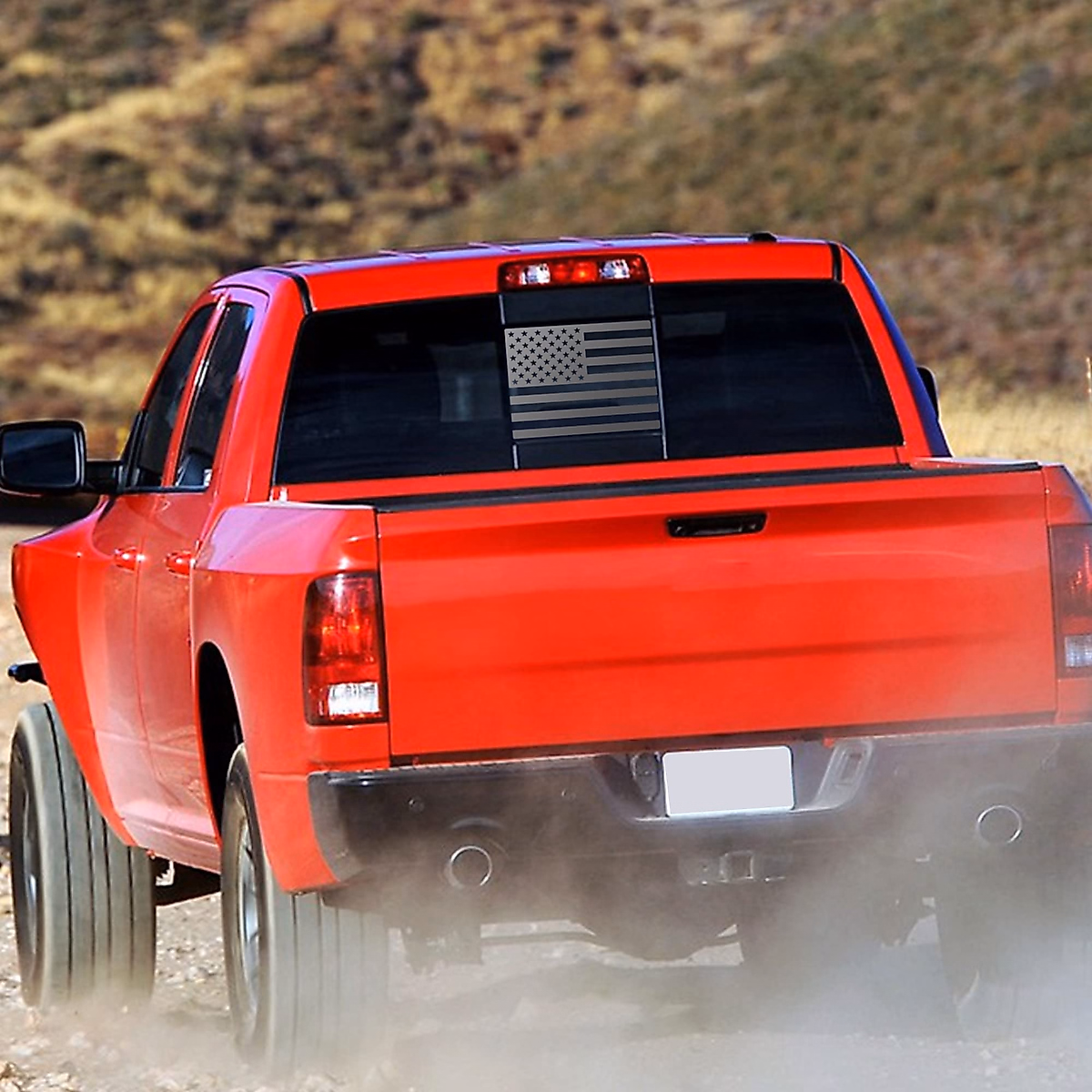 Zhizhong Rear Middle Window Decal Compatible with Toyota Tacoma 2016-2023, American Flag Back Center Sliding Window Glass Vinyl Sticker