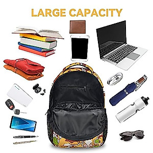 Homexzdiy Lion Backpack for Kids Girls Boys, 16" Yellow Backpacks for School, Cute Lightweight Bookbag for Children Teens