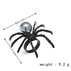 Punk Black Spider Open Finger Ring for Women Men Extra Big Spider Knuckle Ring Stacking Band Halloween Festival Costume Accessories Fashion Jewelry
