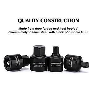 MIXPOWER 3/8-Inch Drive Low Profile Impact Hex Driver Set, 16-Piece, SAE/Metric, Hex, 1/4 Inch - 3/4 Inch, 6mm - 19mm, Cr-Mo Steel, One- Piece Construction