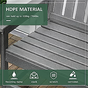 Outsunny Outdoor Bench for Two Person, Waterproof HDPE Garden Bench with Slatted Backrest and Seat, Patio Loveseat with Armrests for Lawn, Yard, Balcony, Porch, Dark Gray