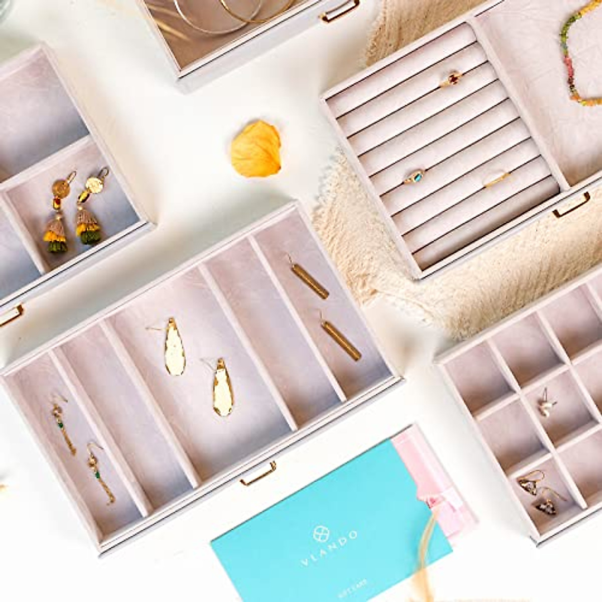 Vlando 6 Tier Large Jewelry Storage Box with Mirror, Huge Jewelry Box Organizer Storage of Necklace Ring Earring Bracelets Watches (White)