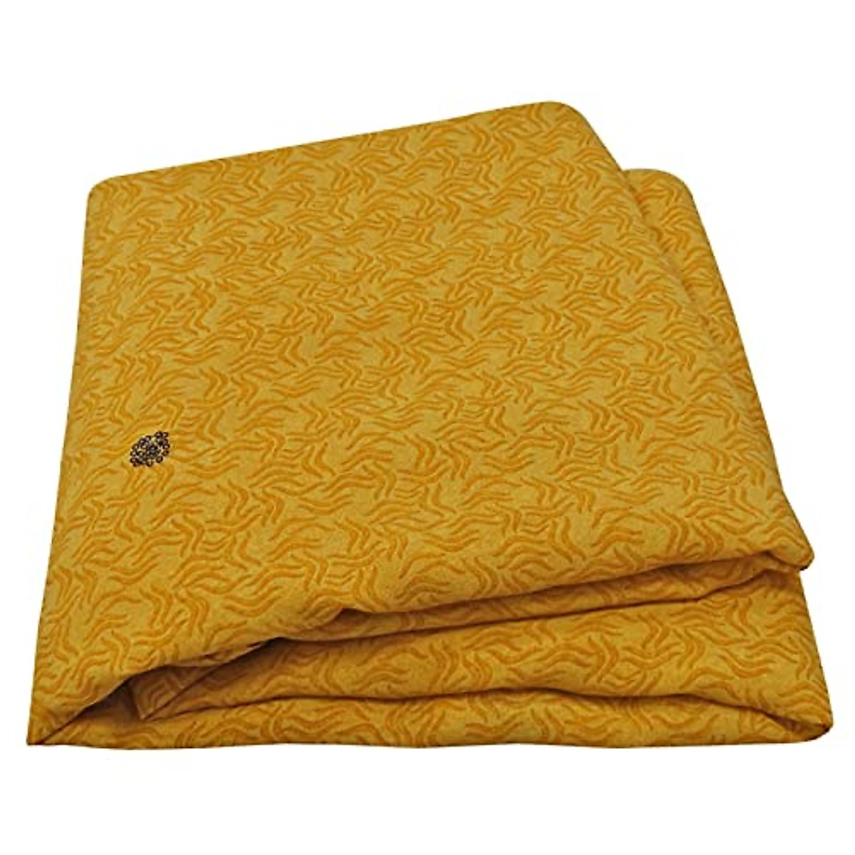 Peegli Indian Vintage Yellow Saree Paisley Pattern Sequins Work Sari Georgette DIY Craft Fabric