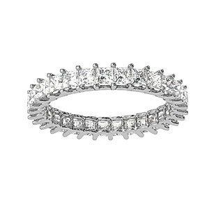 FACETS JEWELS Moissanite Wedding Band Diamond Eternity Ring for Women White Gold/Yellow Gold/Rose Gold 2 Ct Princess Cut VVS1 Clarity Moissanite Band - 14K Solid Gold 7