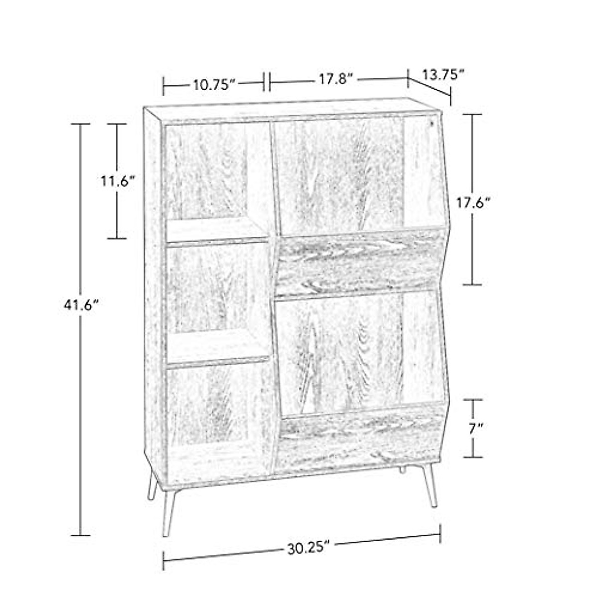 RiverRidge Home Woodbury Collection Storage Cabinet with Cubbies and Veggie 2pc Bin-Black, Weathered