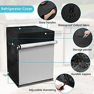 MUTUSHI Outdoor Upright Freezers Cover for 3.0 Cubic Compact Mini Freezer Waterproof & Dustproof Freezers Cover with Double Zipper for Protecting Upright Freezers (22" W x 23" D x 34" H, Black)