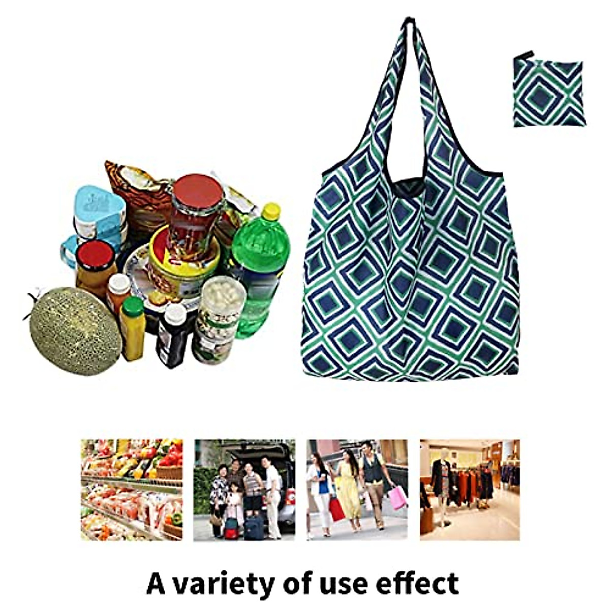 lukar Foldable Reusable Grocery Bags, Portable Reusable Shopping Bags Totes Machine Washable With Handles Folding Storage Bag, 10 Pack Flower Small daisy Leaf Lattice (1 extra small bag Design)