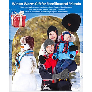 Liitrsh 4 Pcs Winter Warm Beanie Hat Touchscreen Gloves Set Knit Hat Warm Cap Gloves Set for Men and Women Touchscreen Gloves Set with Fleece Lined Soft Warm Beanies Winter Gloves for Men Women