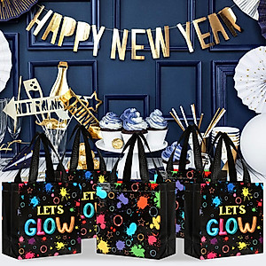 Latwerd 24Pack Glow in the Dark Party Gift Bag Canvas Bag Eco-friendly Reusable Shopping Bag Candy Gift Bag Suitable for Birthday Party Gift Storage Bag