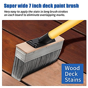 Deck Stain Brush Applicator - 7-inch Deck Paint Brushes for Applying Stains, Paints, Sealers for Brick Concrete Walls - Heavy-Duty Outdoor Deck Oil Staining Brush for Wood Fence