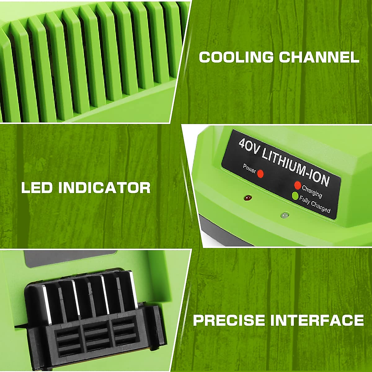 Powilling Replacement Charger Compatible with Greenworks 40V Battery Charger Lithium Ion 29482 29462 29472 2901319 2938302 BAF702 L-300 BAF704 BAF705 Compatible with 40V G-MAX Power Tools