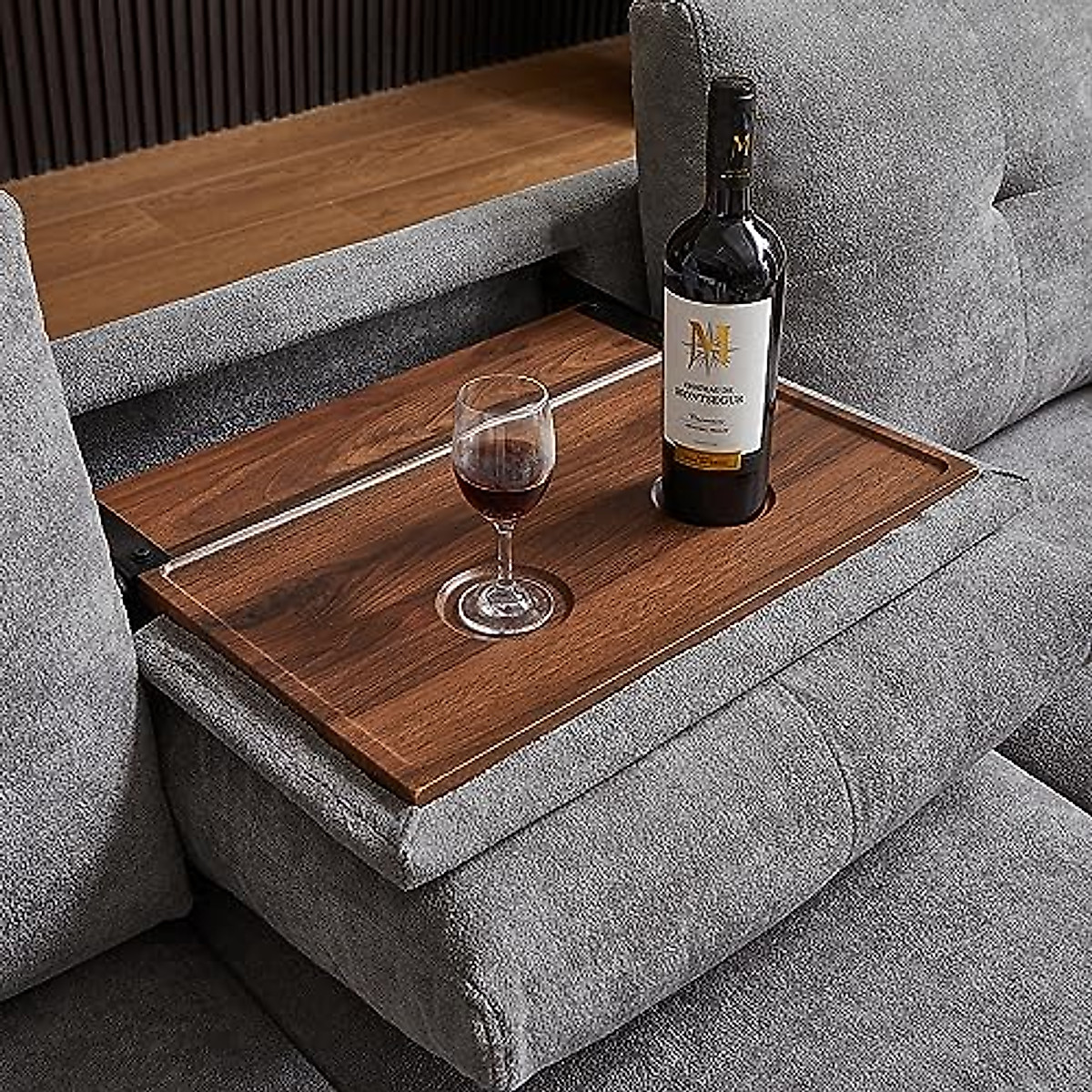 Pingliang Home Convertible Sectional Sofa with Storage, 4 Seat L Shaped Couch with Chaise and Cup Holder, Modern Microfiber Fabric Sofas Couches for Living Room, Apartment, Office (Light Grey)