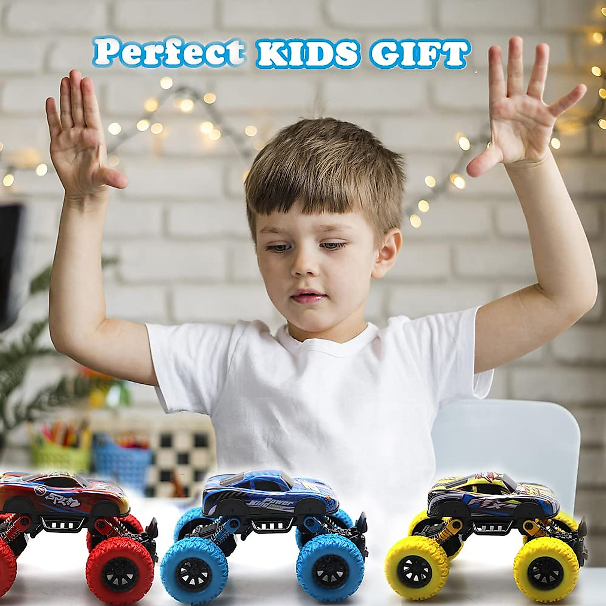 Chilartalent Pull Back Cars for Kids -Toy Trucks for Boys Alloy Toy Car Educational Toy Monster Trucks Inertia Car Toy for Boys Girls Toddler Gifts (Blue)