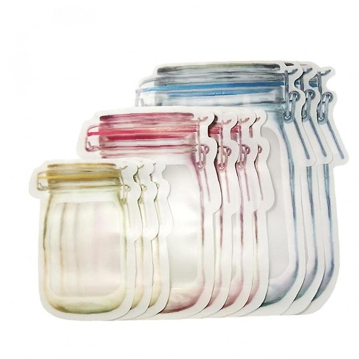 10pc Food Storage Containers Reusable Silicone Food Bags Jar-Shaped Bag Lunch Snacks Fruit Bag for Picnic Travel