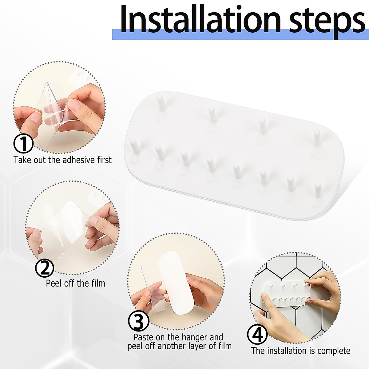 KALIONE Necklace Holder Wall Mounted, Hanging Necklace Holder Necklace Organizer Adhesive Plastic Necklaces Hanger with 6 Jewelry Hooks for Necklaces, Bracelets, Earrings, Keys, White