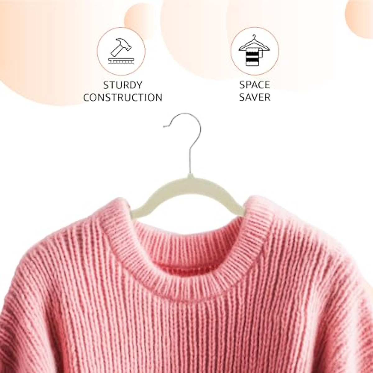 Amazon Basics Slim, Velvet, Non-Slip Suit Clothes Hangers, Ivory/Beige- Pack of 30