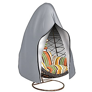 Neween Patio Egg Chair Covers Durable Large Wicker Egg Swing Chair Covers, 75"x45" Windproof Sun Protection Outdoor Chair Cover with Storage Bag, Zipper, and Drawstring for Garden, Backyard, Gray