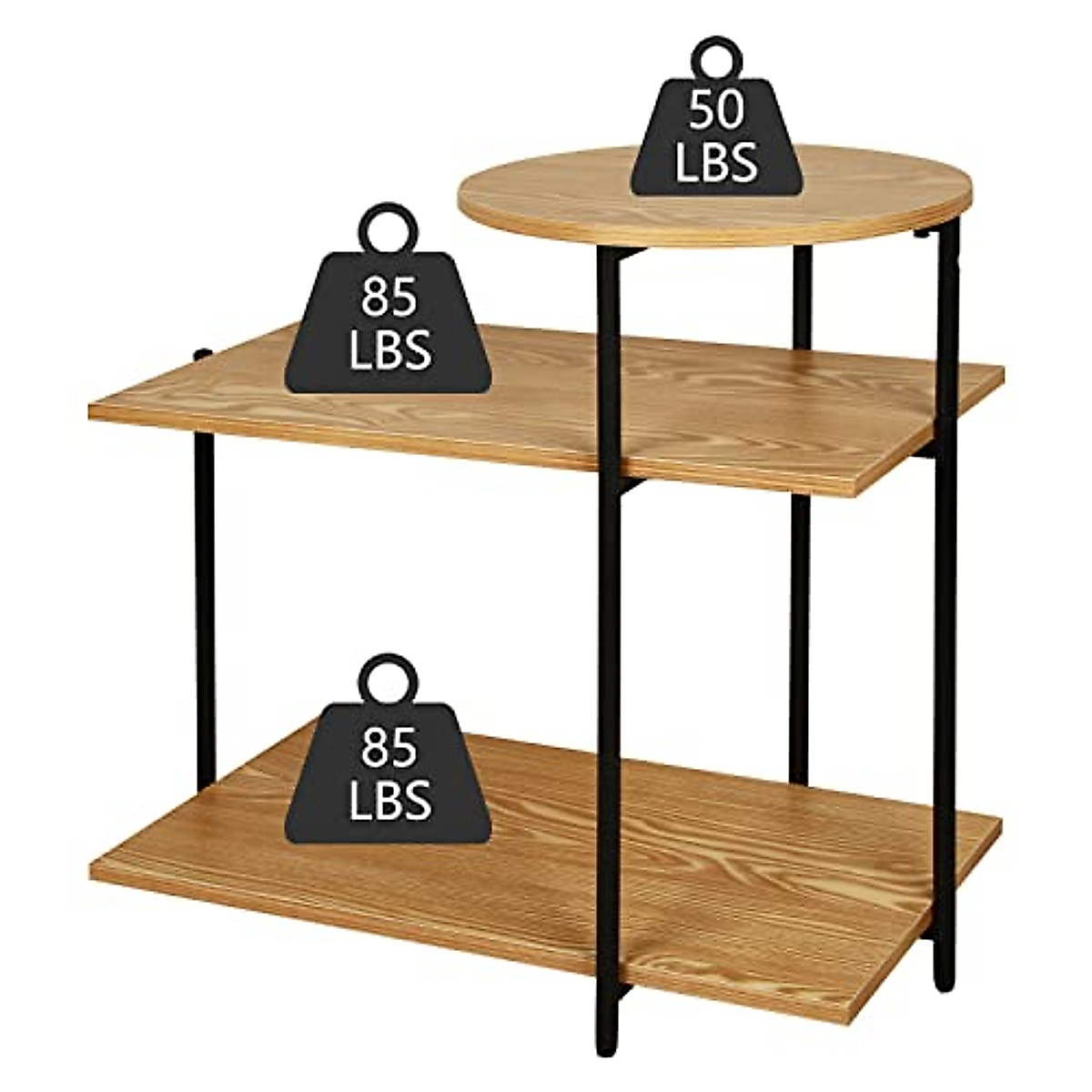 Babion Console Table with 1 Round table, Narrow Console Table Living Room, Entryway Table with 3-Tier Storage Shelves, Sofa Table/Living Room Tables for Couch, Hallway, Kitchen, Foyer