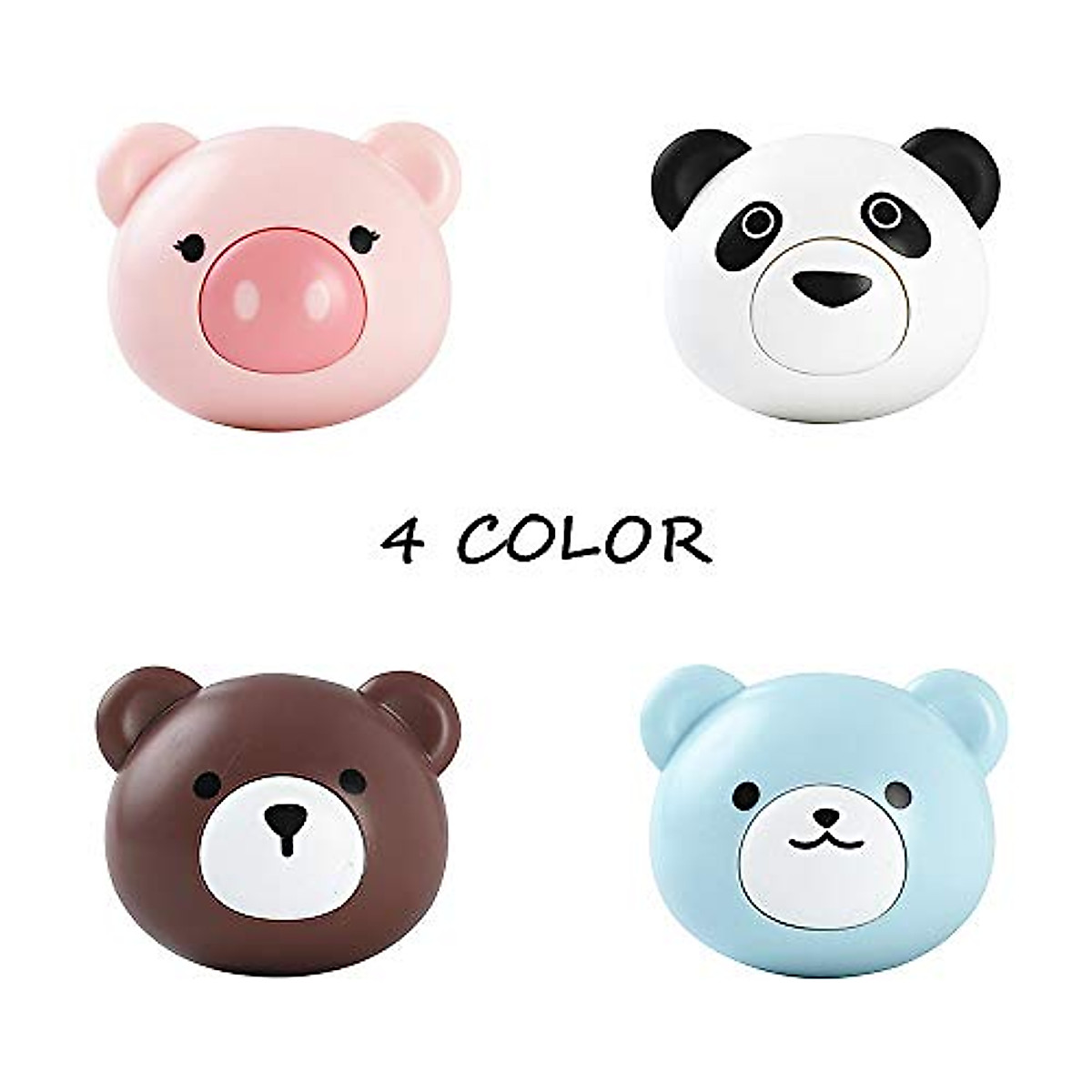 hebensi 4Pcs Adhesive Hooks Cute Cartoon Pig Panda Bear Wall Hooks 4 Colors Heavy Duty Wall Hooks for Kid's Room Living Room Bedroom
