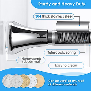 ZIPGLO Shower Curtain Rod 36-63 Inch Stainless Steel Shower Rod Never Rust Shower Curtain Tension Rod Shower Tension Rod Anti-Slip Shower Curtain Rods No Drilling Tension Shower Rods for Bathroom