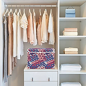 Patriotic Storage Bins for Closet, Collapsible Storage Baskets with Lids and Handles for Shelves Closet Home Decor