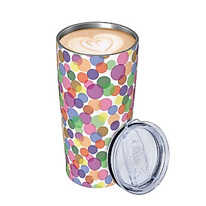 20 Oz Tumbler with Lid and Straw, colorful Polka dot cute Insulated Tumbler Stainless Steel Cups, Personalized Coffee Tumbler Travel Mug Water Bottle