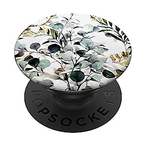 Eucalyptus green blossom flower leaves floral branches PopSockets Swappable PopGrip
