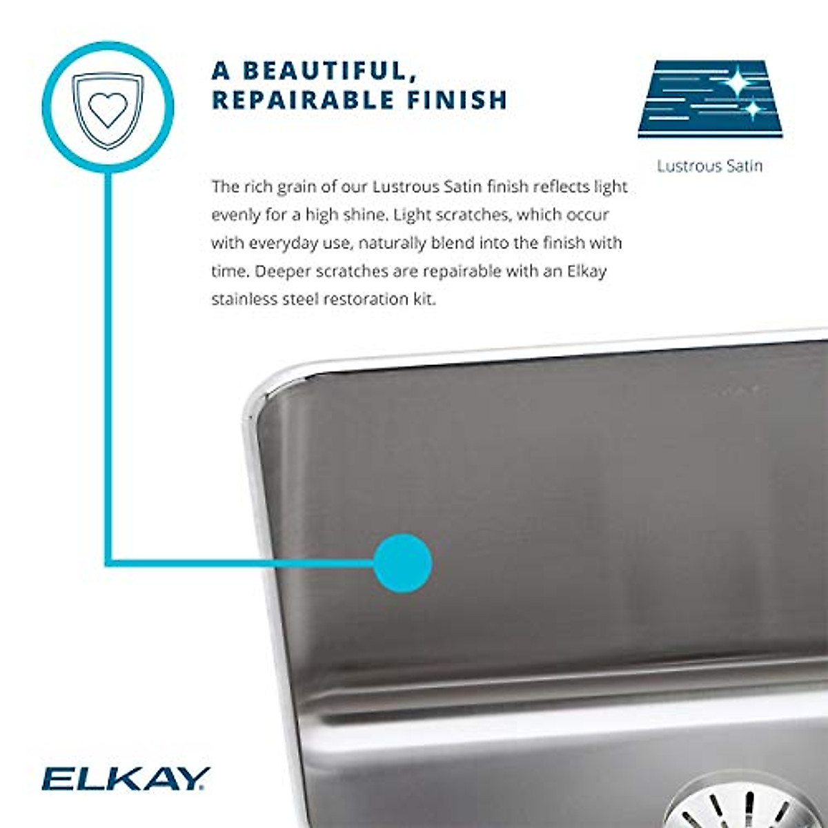 Elkay Lustertone ELUH3118 Equal Double Bowl Undermount Stainless Steel Kitchen Sink