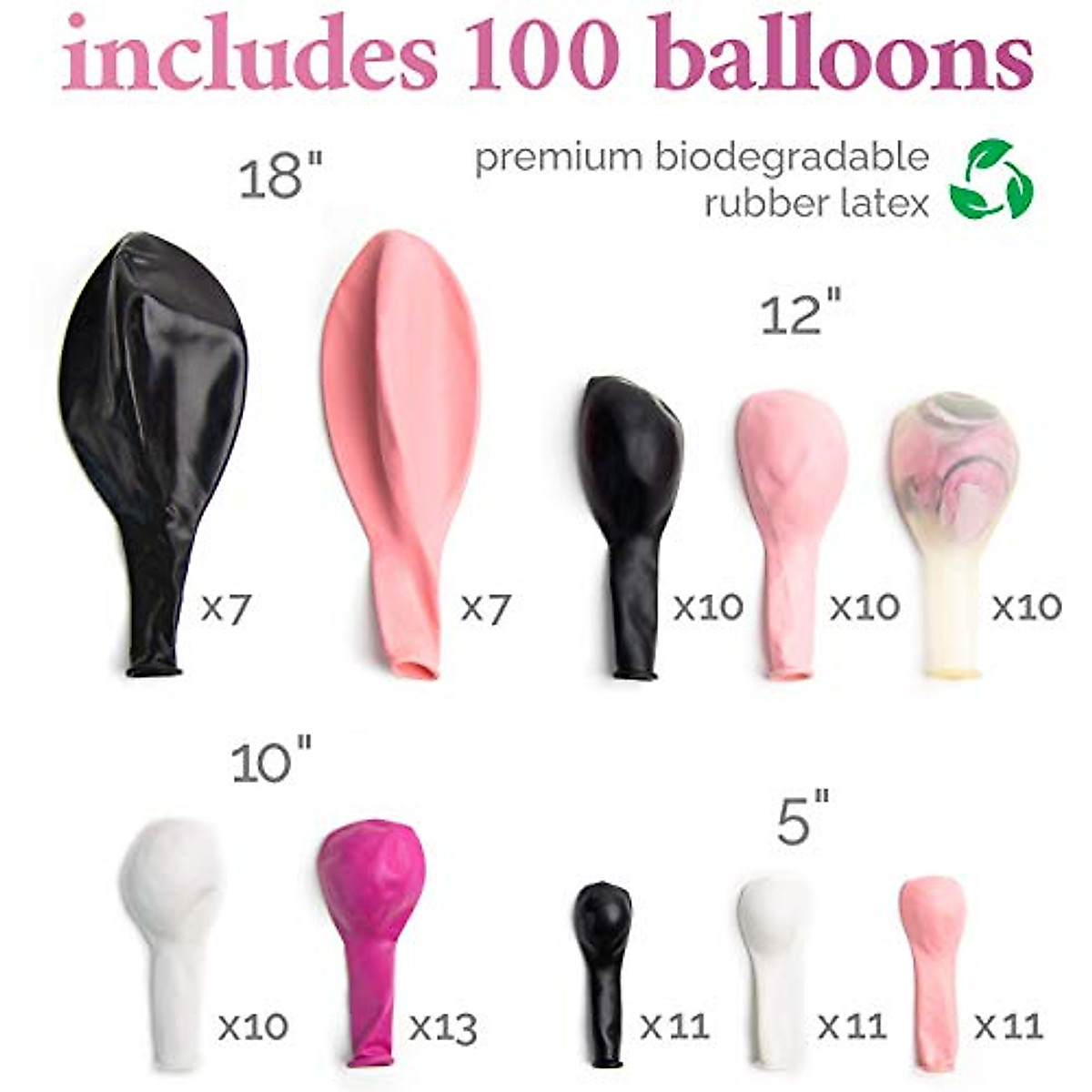 Lunar Bliss 16 ft Balloon Arch & Garland Kit | 100 Balloons, Pink, black, white, and confetti | Birthday Party Decorations, Baby Shower, Engagement, Bridal Shower (Minnie)