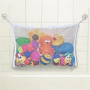 ShanLily Bath Toy Organizer Mesh Bag Baby Bathtub Hanging Storage Bag Quick Drying Bathroom Shower Caddy Net Bag with Suction Cups for Kids & Toddlers,36 * 37cm