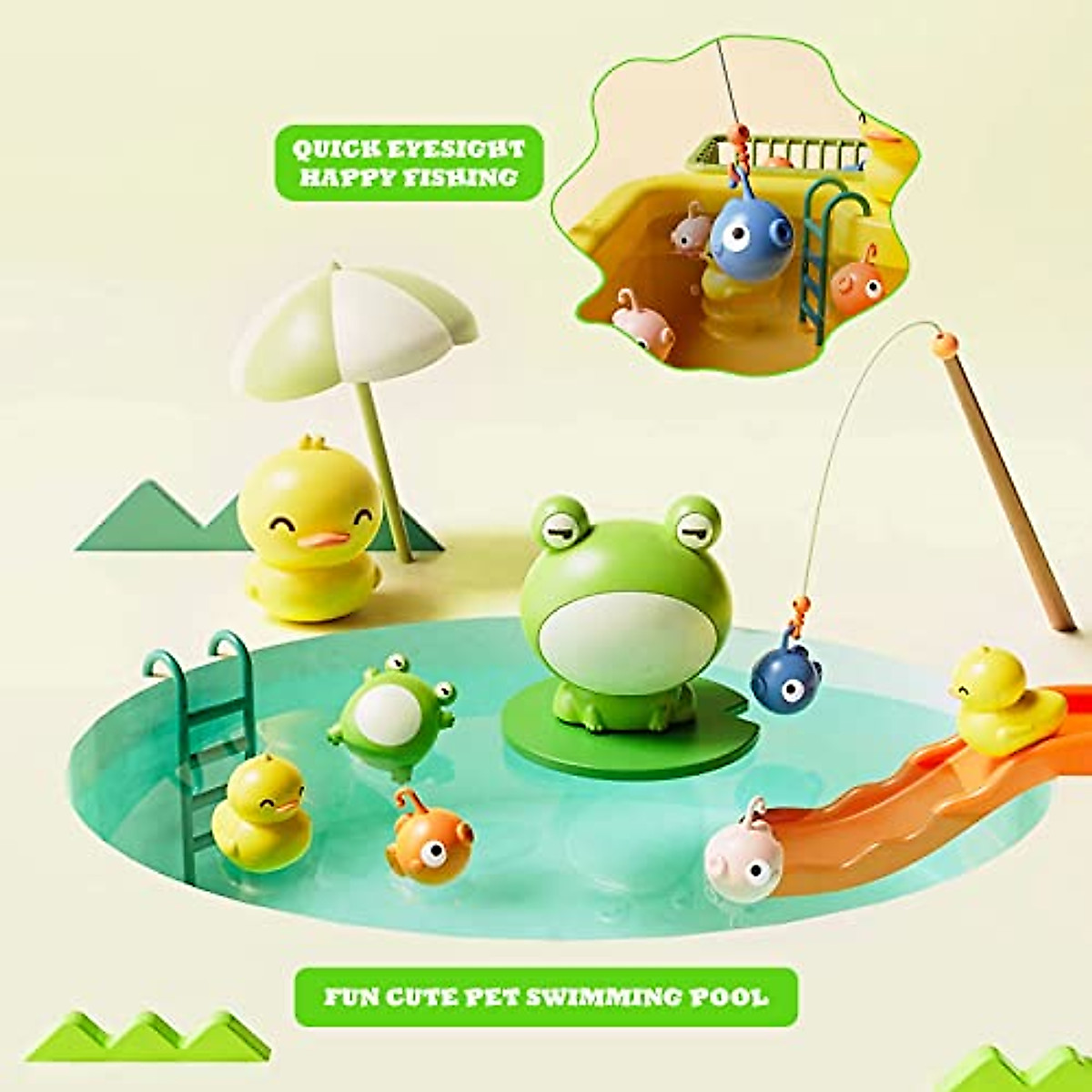 EAPURA Kids Kitchen Sink Toy Set, 47PCS Kitchen Sink Toy with Upgraded Electric Faucet, Frog Swimming Pool Floating Fishing Toy, Children's Role-Playing Dishwasher Toy.