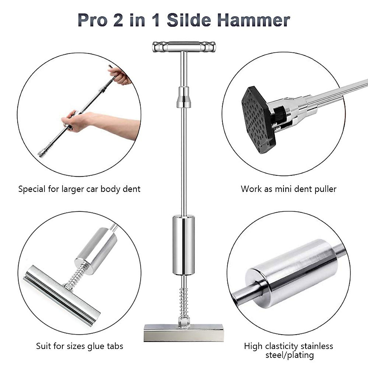 YOOHE Dent Puller Kit - 53pcs Paintless Dent Repair Kit with Slide Hammer T-Bar Dent Puller and Adjustable Gold Dent Lifter Puller for Car Hail Damage Dent & Ding Remover