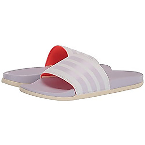 adidas Women's Adilette Comfort Slides Sandal, White/Purple Tint/Wonder White, 8