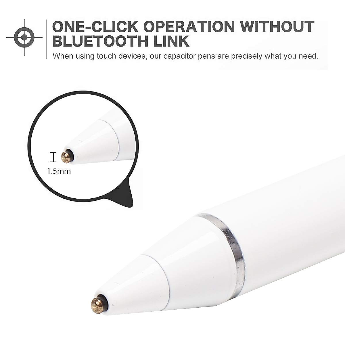 MENKARWHY Active Stylus Pen for Touch Screens, Digital Pencil Pen Fine Point Stylish Pencil Compatible with iPhone iPad Pro Air Mini Android and Other Tablets (White) E8910BJ