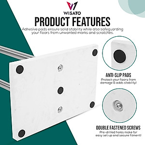 WISATO - Free Standing Towel Rack for Bathroom - Brushed Nickel Finish - Stand Alone 2 Tier Stainless Steel Towel Rack for Bathroom Floor with Heavy Marble Base, Double T Shape Drying Stand for Towels