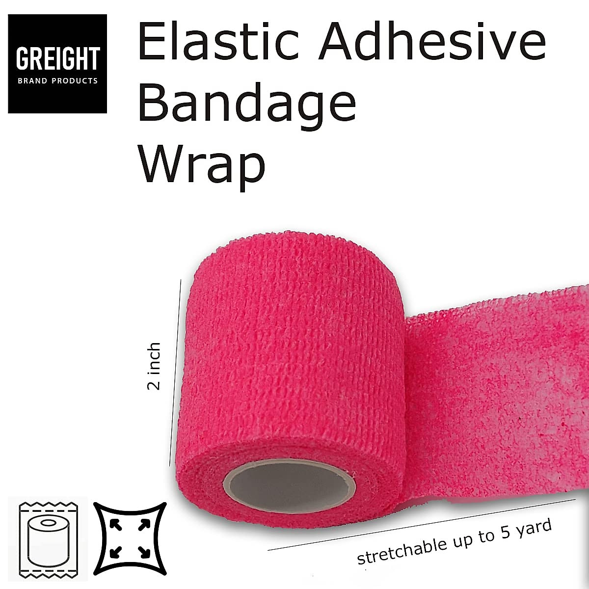 Self Adhesive Bandage Wrap 2 Inch x 5 Yards - Breathable Athletic Cohesive Bandage for Sports Injury, Ankle, Knee and Wrist Sprains (Pack of 6, Neon Rainbow)