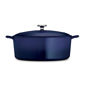 Tramontina Covered Oval Dutch Oven Gourmet Enameled Cast Iron 7-Quart, Gradated Cobalt, 80131/078DS