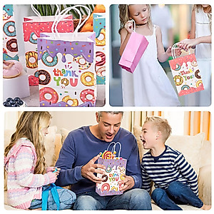 JOHOUSE 24PCS Donut Gift Bags, 5.5x2.8x8 inches Paper Gift Bags with Handles Party Favor Bags Paper Shopping Bags, Birthday Gift Bags, Colorful Retail bags, Recyclable Bags, Thank you Gift Bags