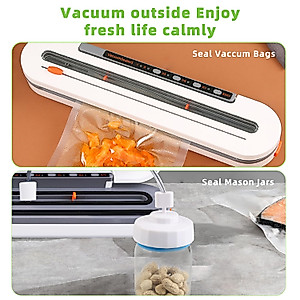 Vacuum Sealer Machine, Food Vacuum Sealer Automatic with 10 PCS Vacuum Seal Bags,5 in 1 Easy Dry/Moist Vacuum Sealer Machine Options for Sous Vide and Food Storage