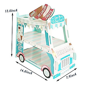 3 Tier Van Cake Stand,Ice Cream Truck Cart Decorations,Ice Cream Baby Shower,Bus Cupcake Stands,Ice Cream Holder Display for Birthday Party Candy Supplies HaakLux