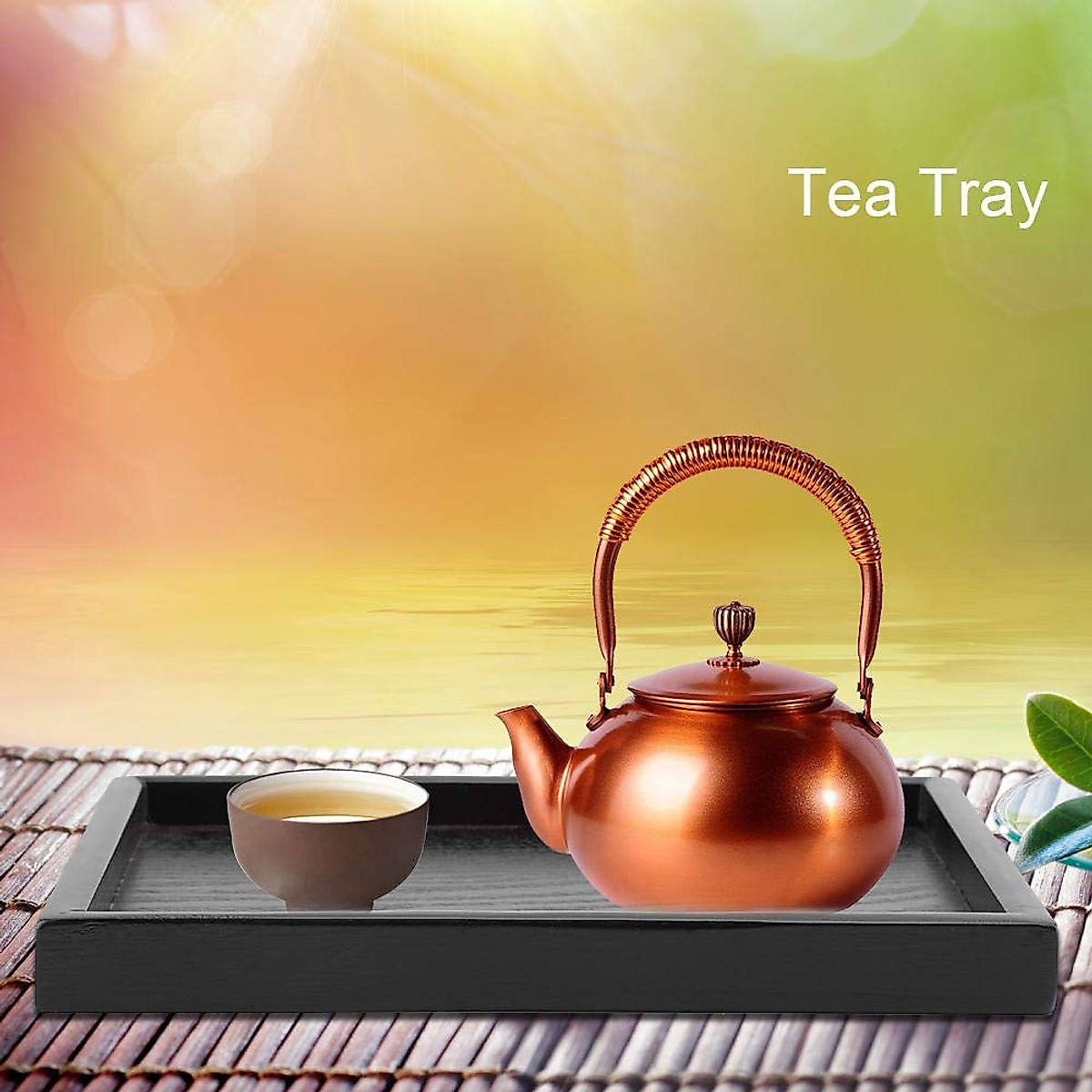 Solid Wood Serving Tray Rectangle Shape Tea Coffee Drinks Plate Snack Food Meals Breakfast Restaurant Platter Dining Tableware(8.66 x 5.91 inch)