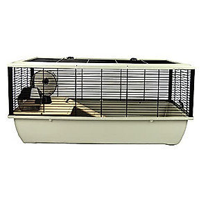 Little Friends Grosvenor Rat and Hamster Cage with Wooden Shelf and Ladder, Large, 77 x 47 x 36 cm, Silver/ Black