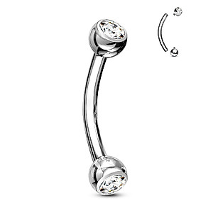 COCHARM G23 Solid Titanium 14G Belly Button Rings CZ Cute Internally Threaded Hypoallergenic Belly Piercing Navel Rings